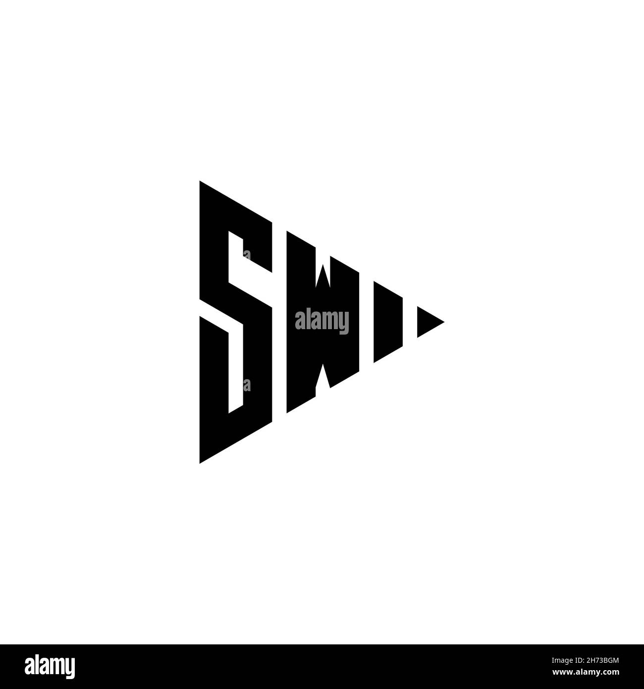 SW Monogram logo letter with triangle play button shape style on ...
