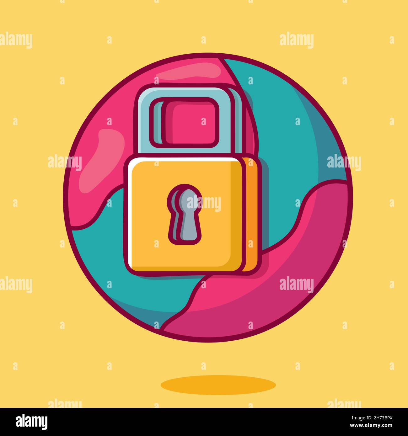 world lockdown concept symbol isolated cartoon vector illustration in ...