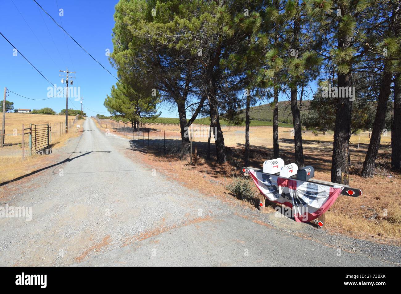 Rural mail boxes in California for US postal service delivery on public ...