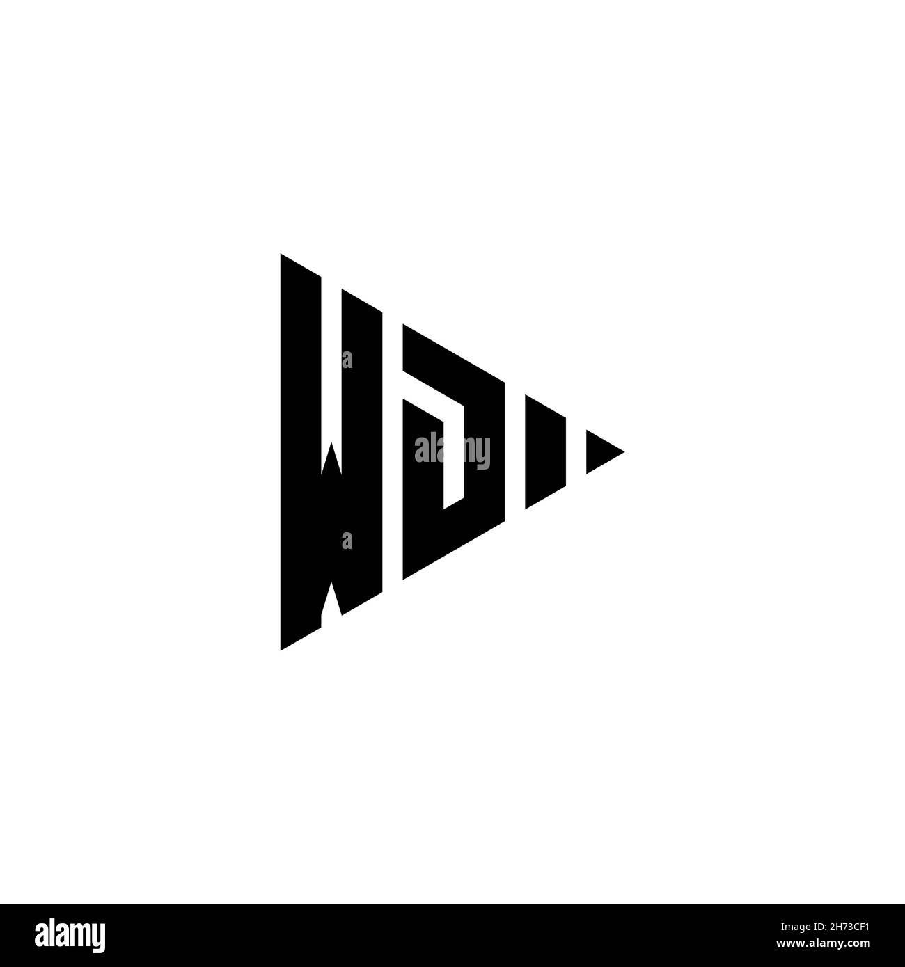 WD Monogram logo letter with triangle play button shape style on ...