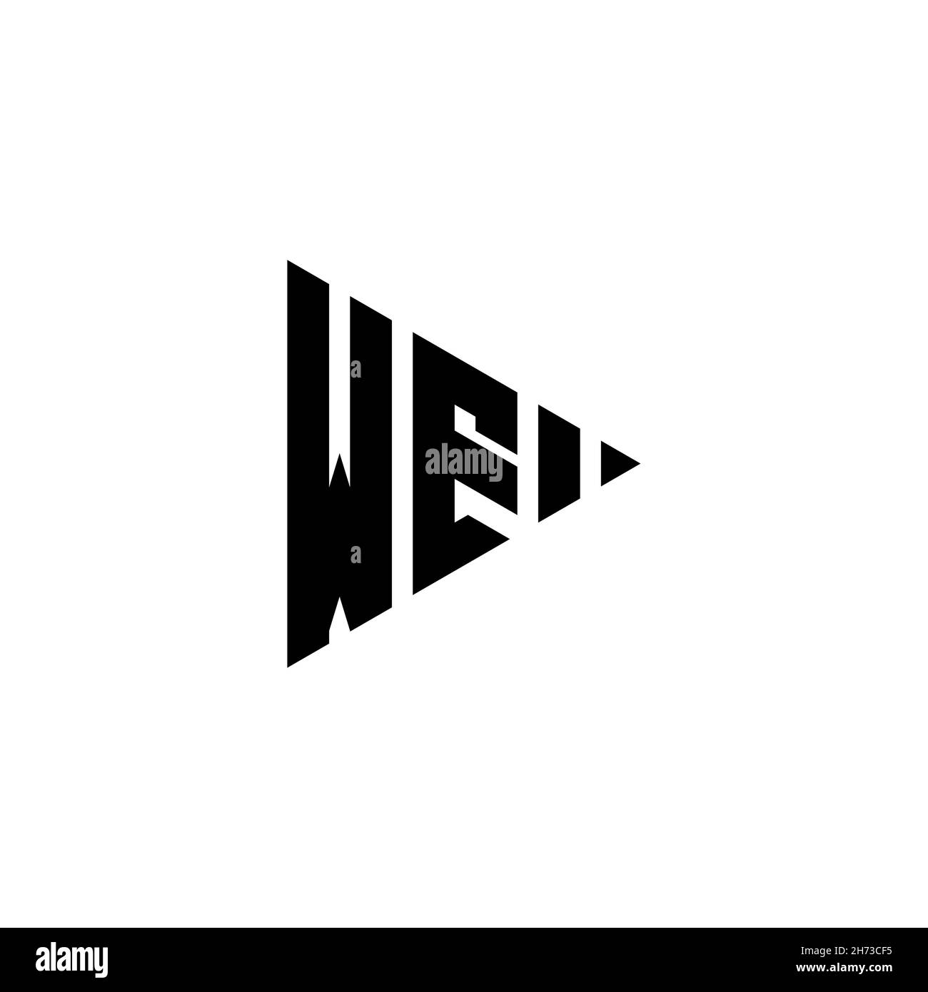 WE Monogram logo letter with triangle play button shape style on ...
