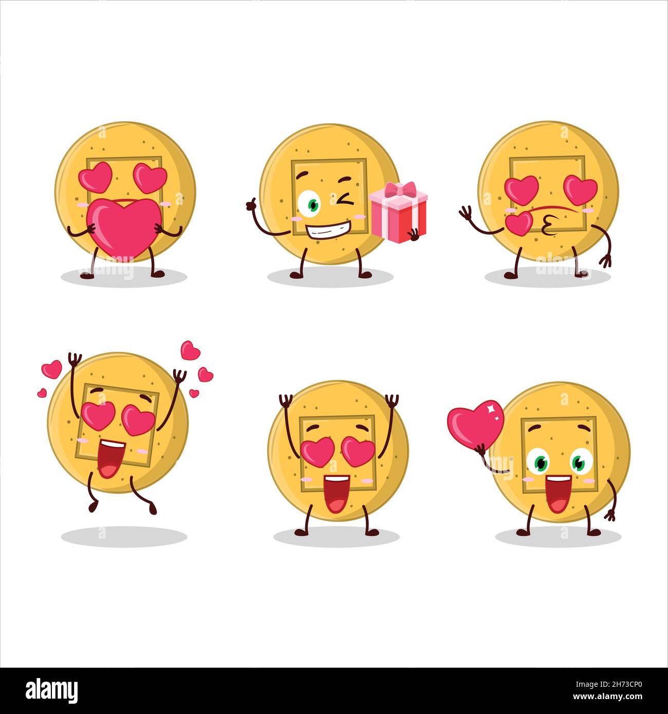 Dalgona candy square cartoon character with love cute emoticon. Vector ...