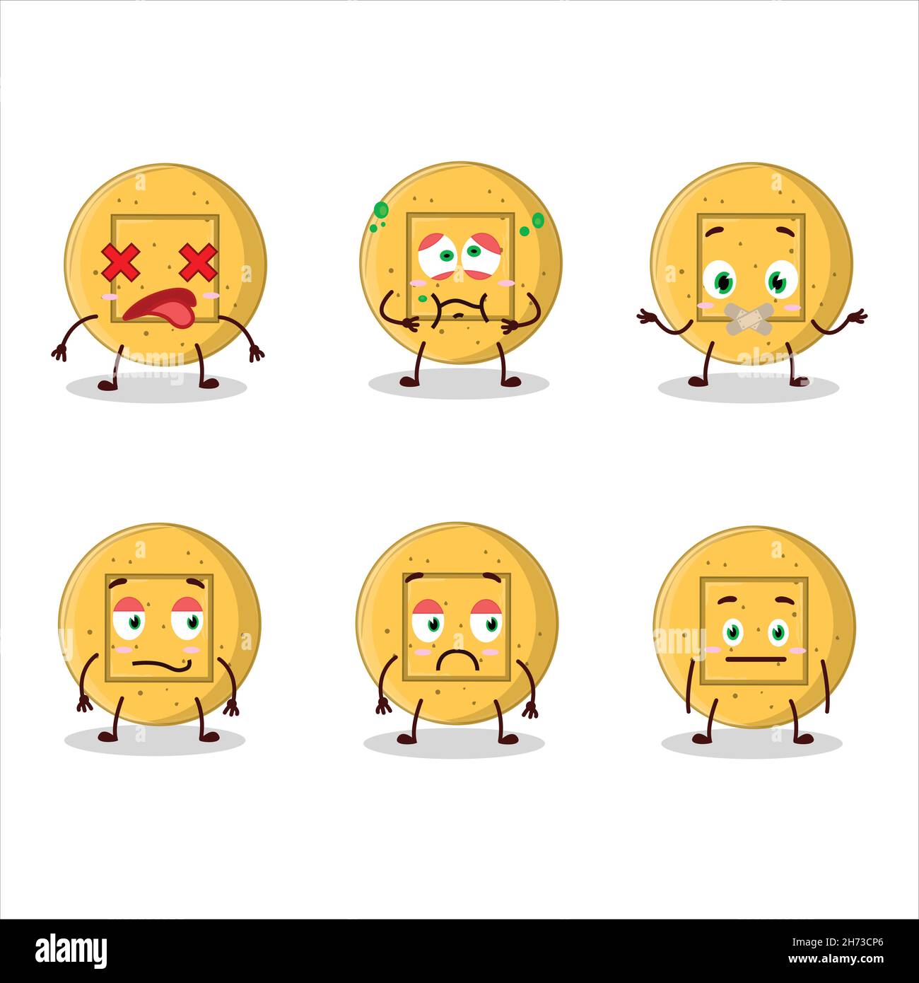 Dalgona candy square cartoon character with nope expression. Vector ...