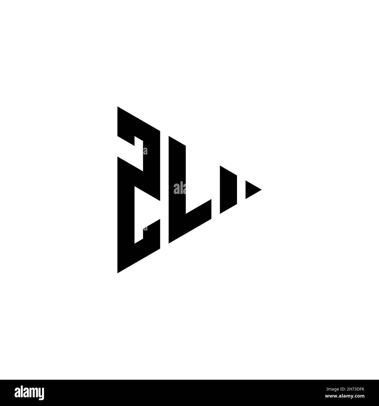 ZL Monogram logo letter with triangle play button shape style on isolated background. Triangle ...