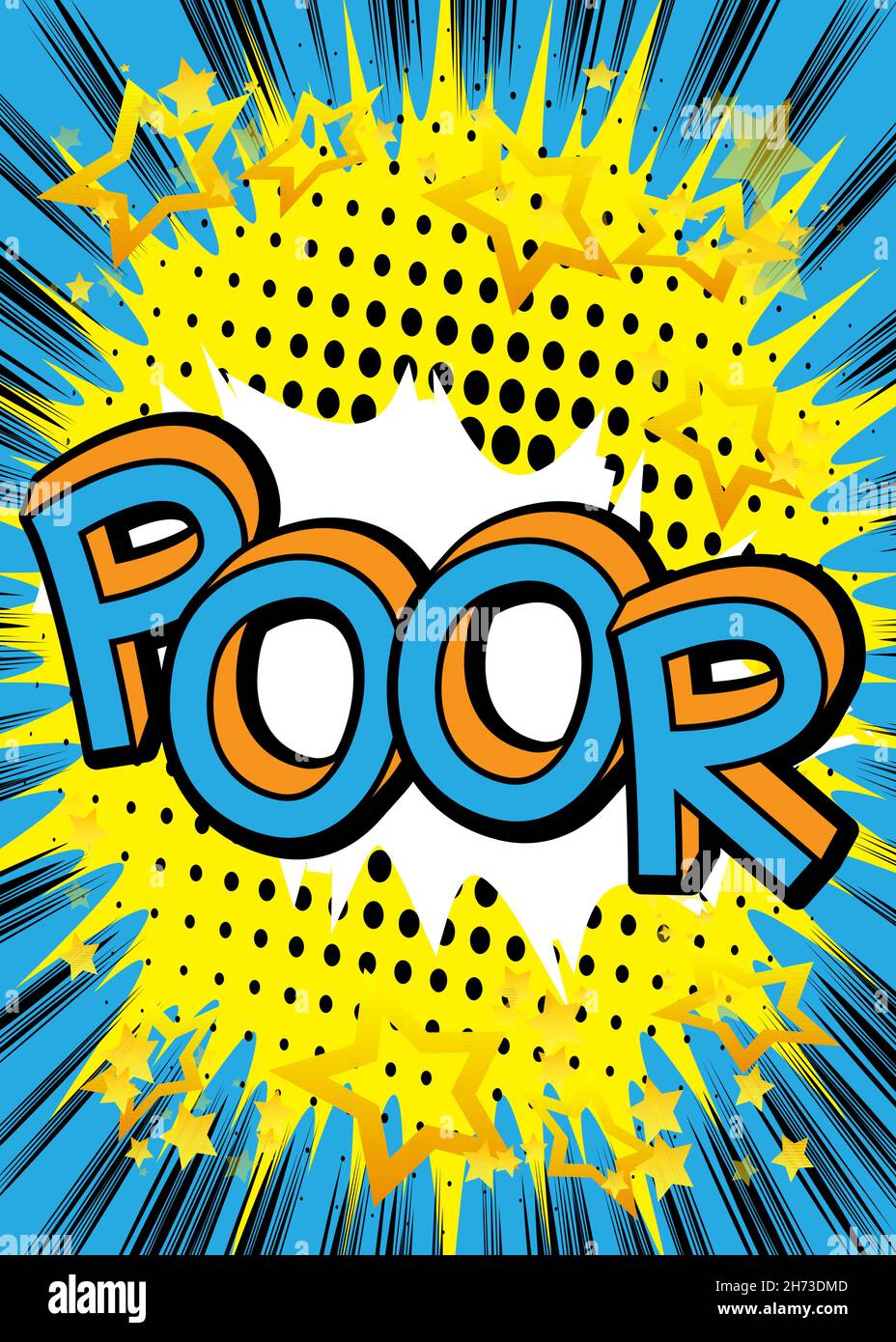 Poor. Comic book word text on abstract comics background. Retro pop art ...