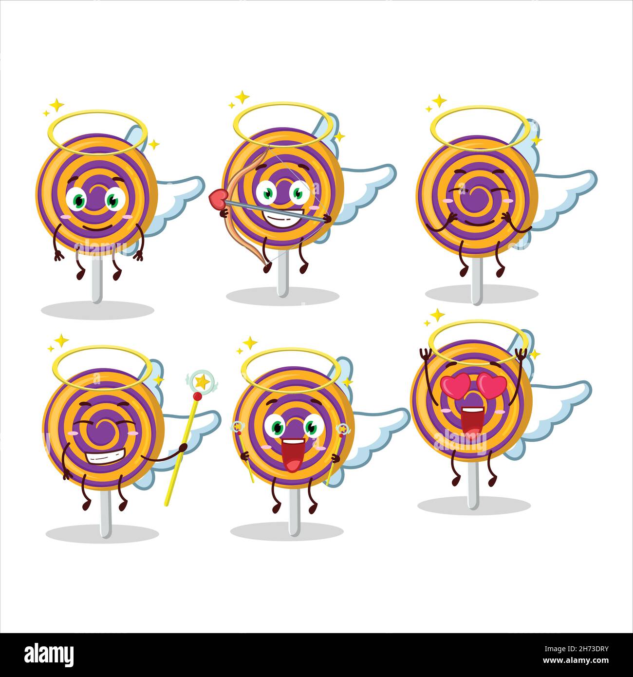 Spiral Sweet Candy Cartoon Designs As A Cute Angel Character Vector