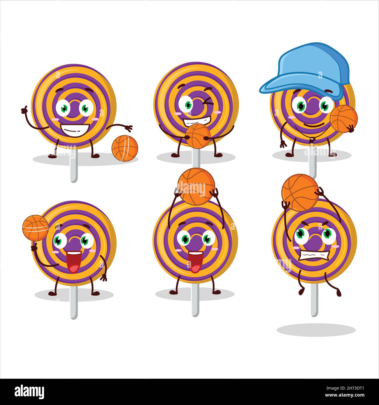 Talented spiral sweet candy cartoon character as a basketball athlete ...