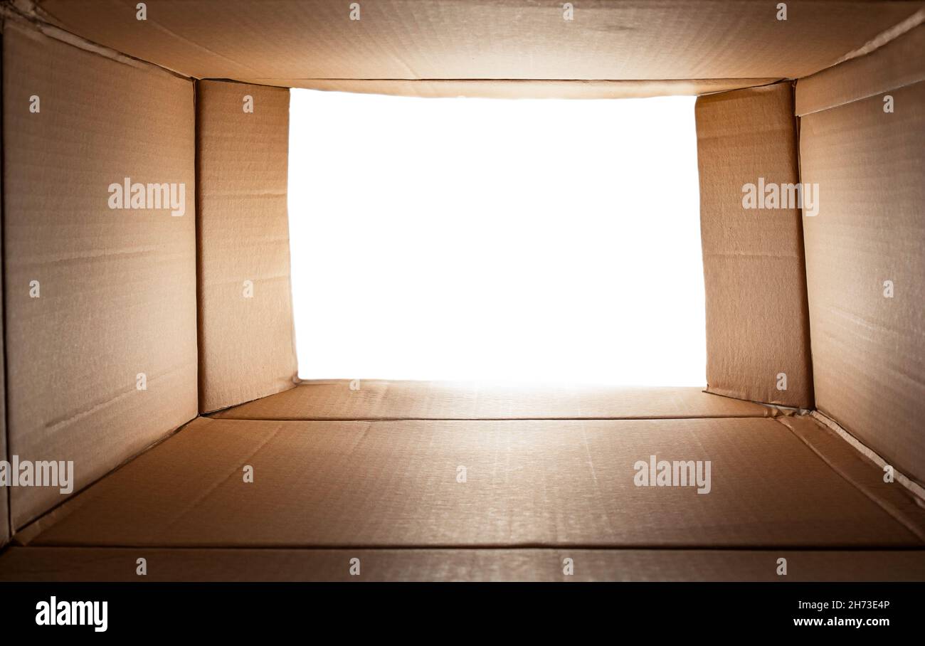 Opened cardboard box inside view isolated on white background Stock ...