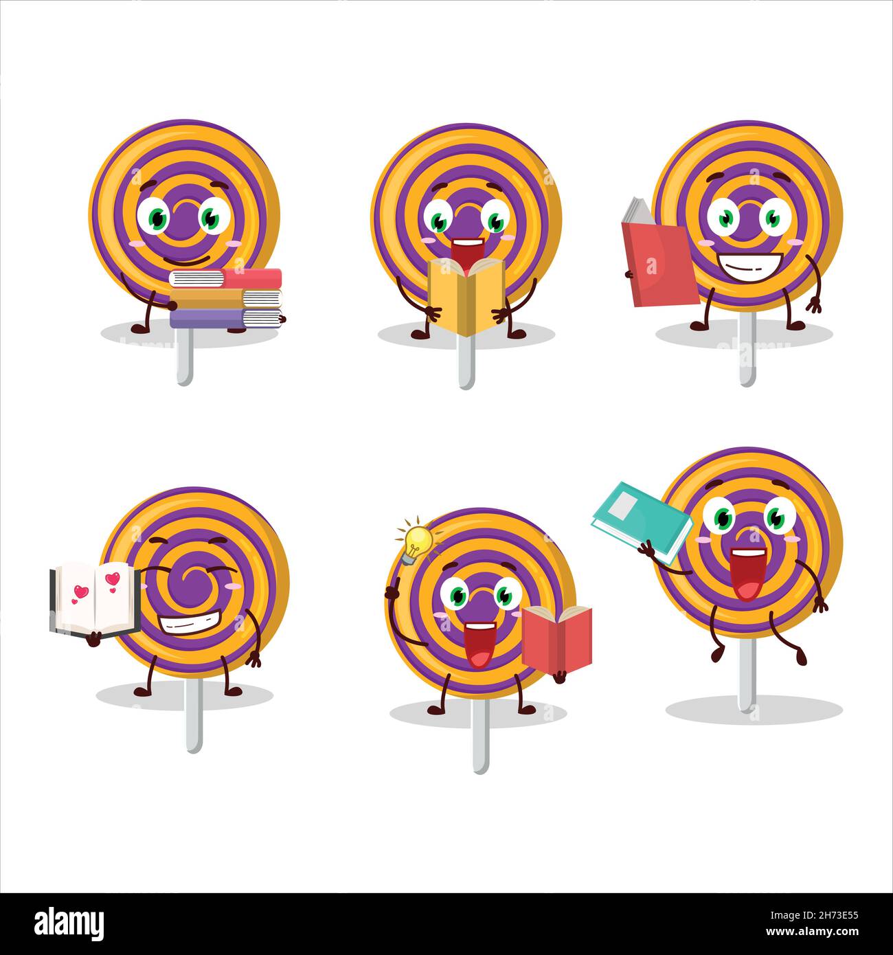 A picture of spiral sweet candy cartoon character concept reading an ...