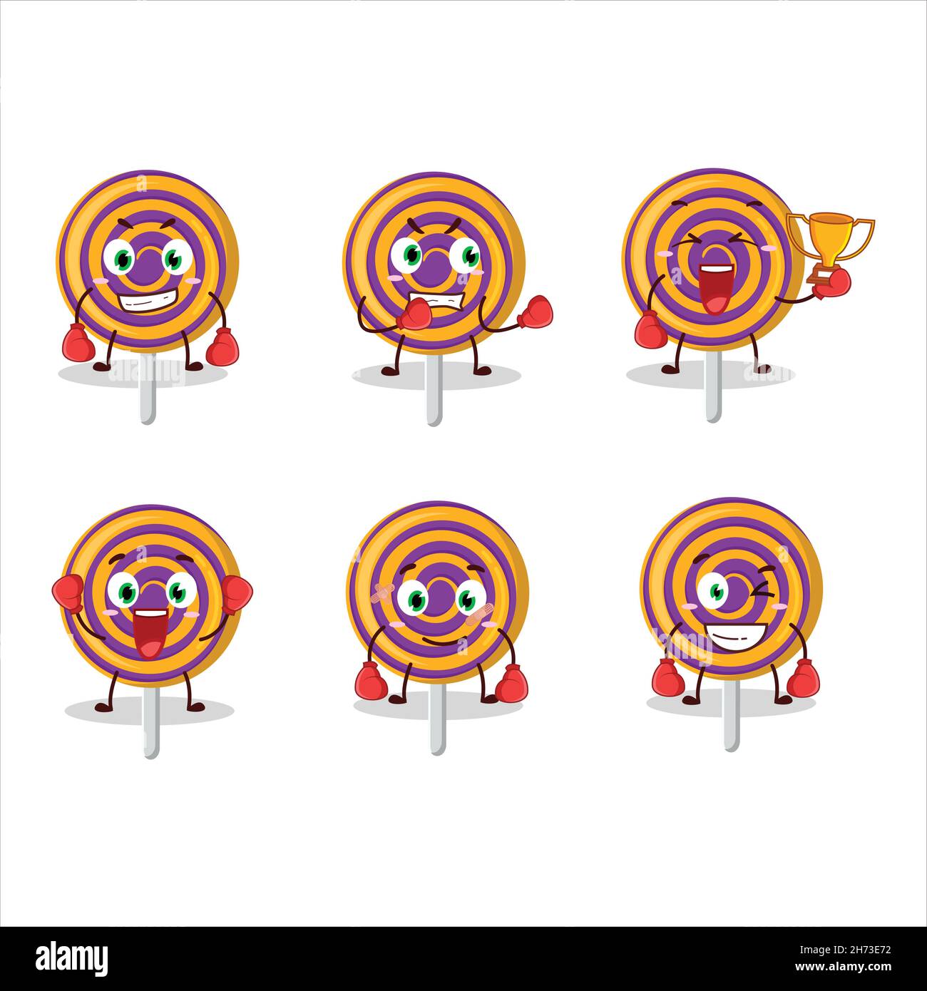 A sporty spiral sweet candy boxing athlete cartoon mascot design ...