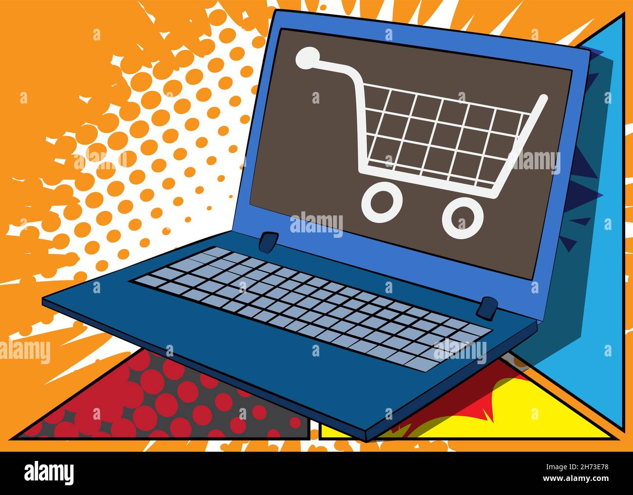 Laptop with E-commerce icon, Shopping symbol on the screen. Vector ...