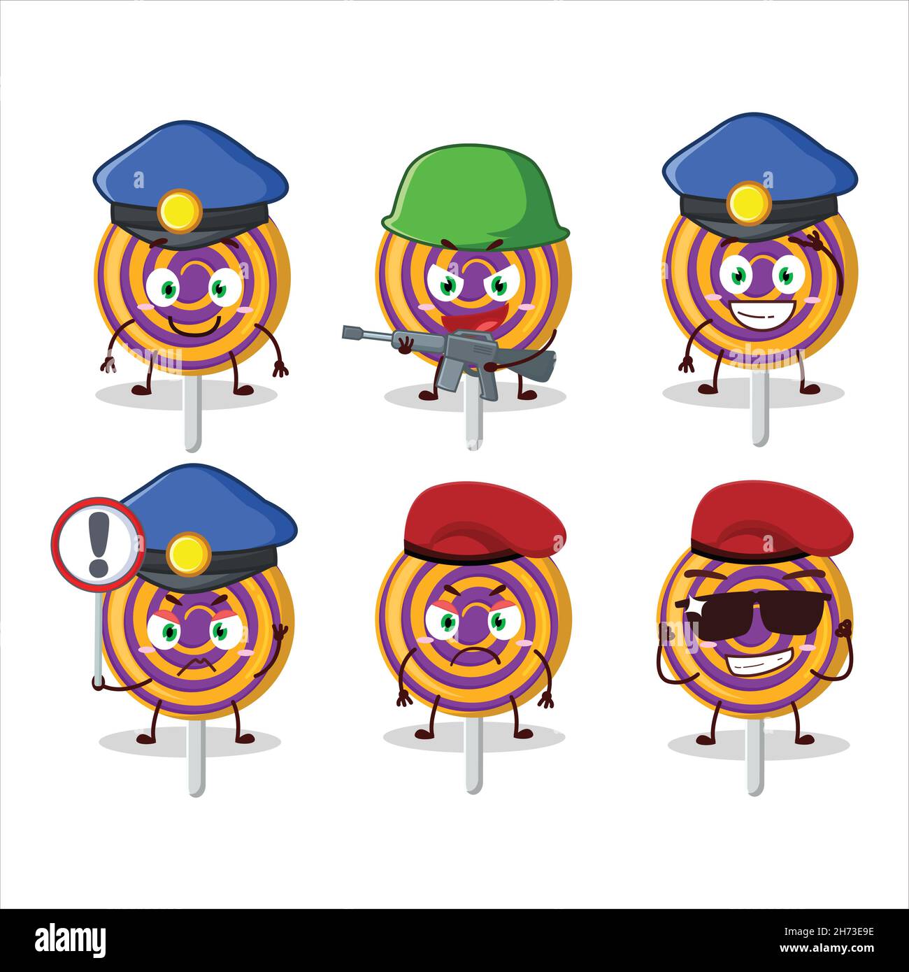 A dedicated Police officer of spiral sweet candy mascot design style ...