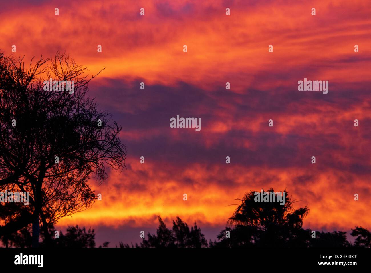 Spectacular early evening sunset over the Highveld region in South ...