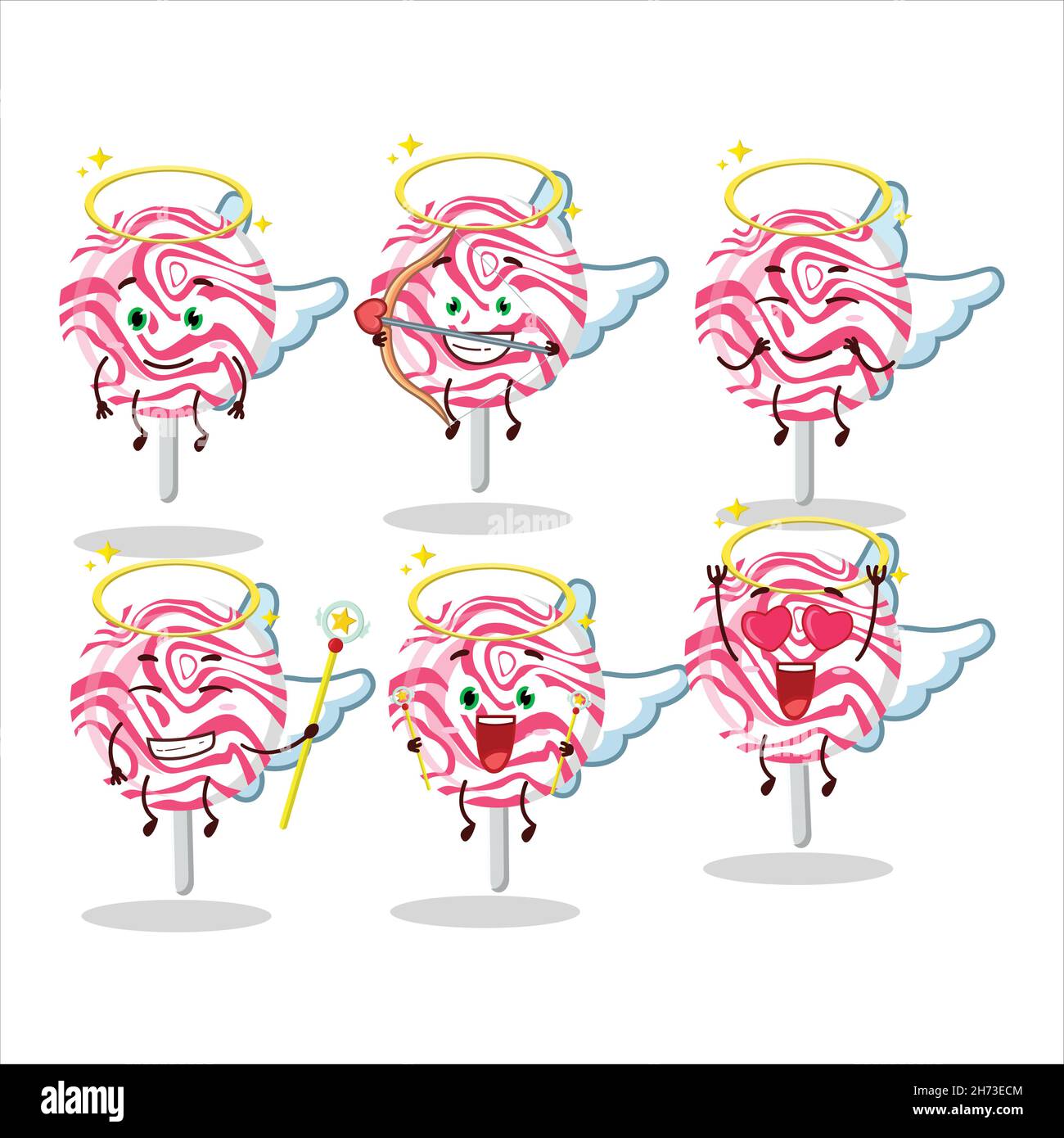 Pink swirl candy cartoon designs as a cute angel character. Vector ...