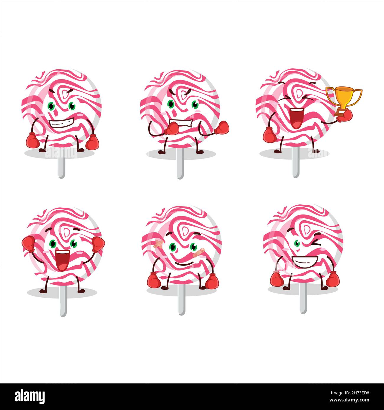 A sporty pink swirl candy boxing athlete cartoon mascot design. Vector ...