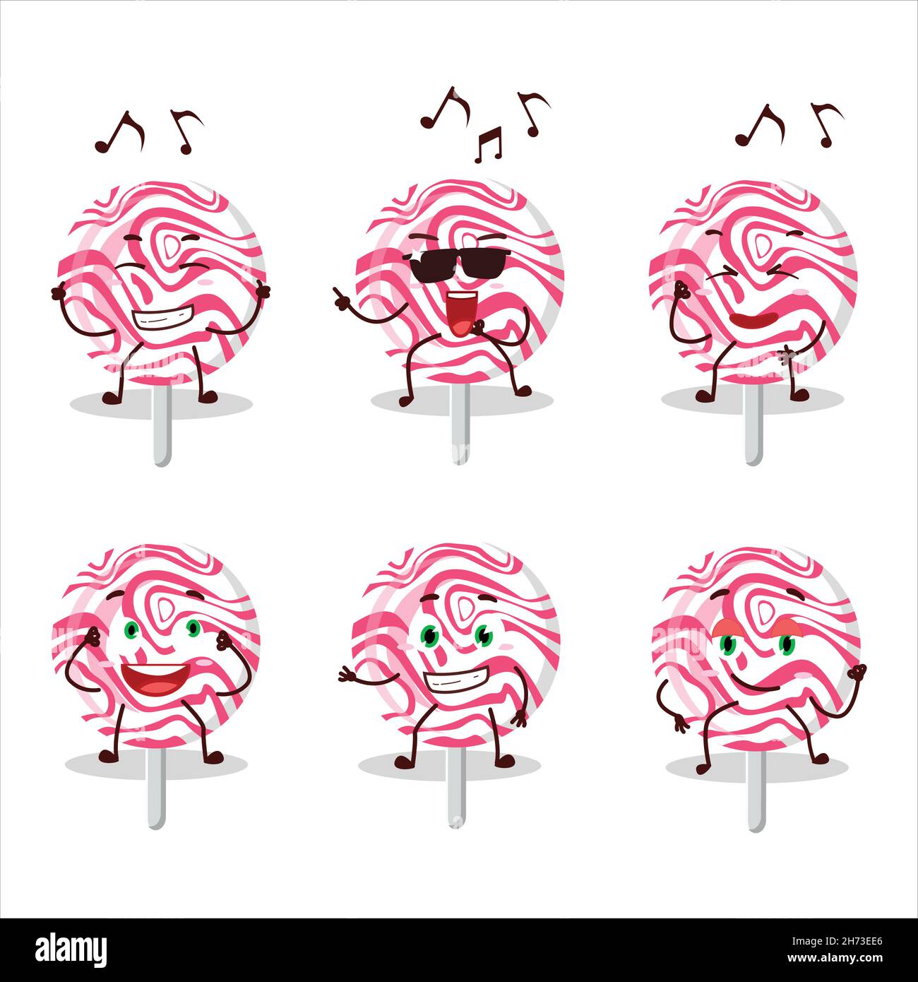 An image of pink swirl candy dancer cartoon character enjoying the ...