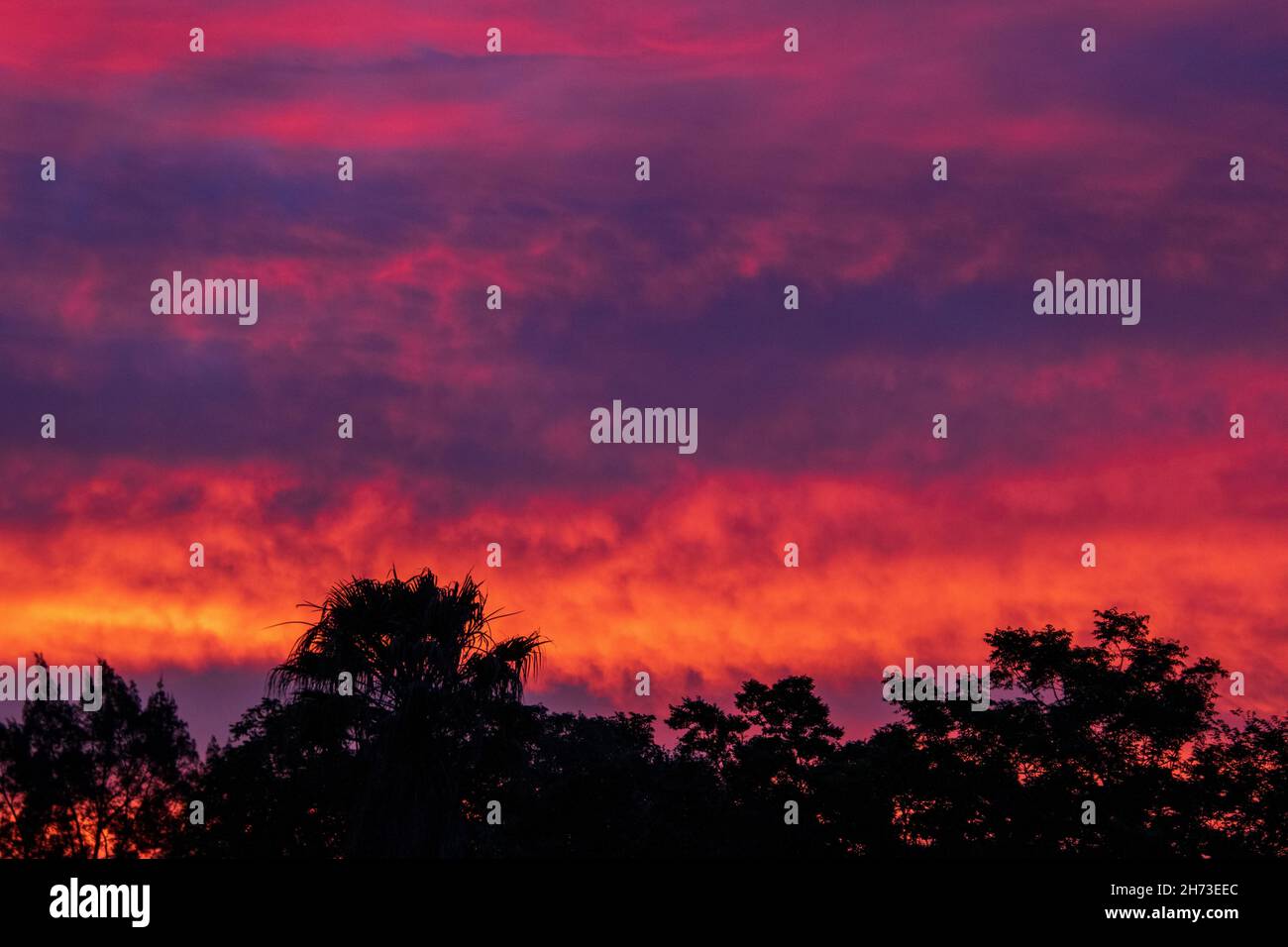 Spectacular early evening sunset over the Highveld region in South ...
