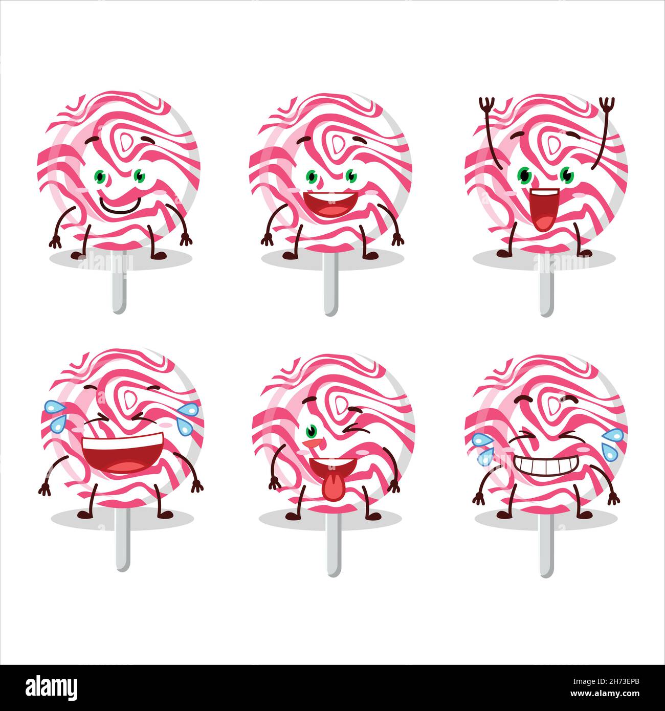 Cartoon character of pink swirl candy with smile expression. Vector ...