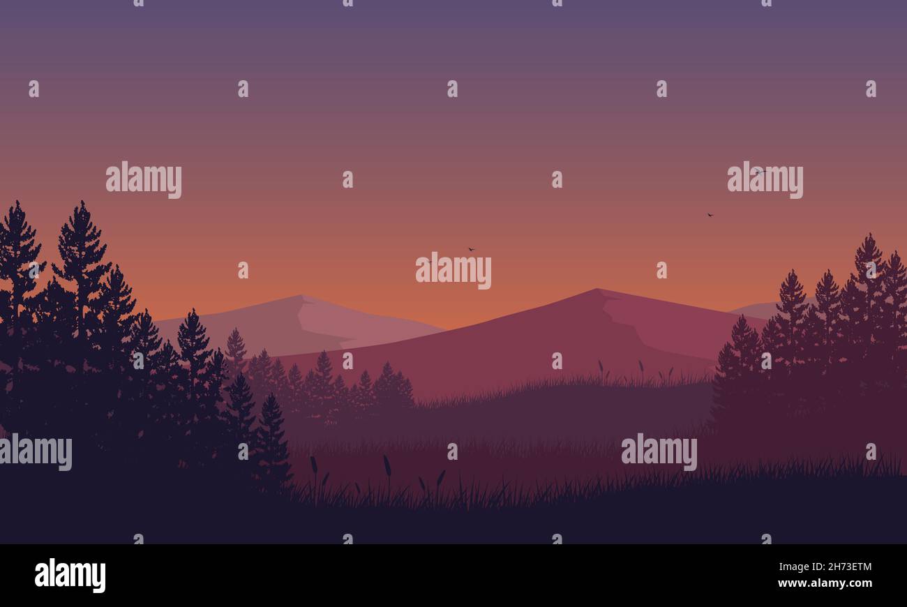 Vector city skyline wilderness Stock Vector Images - Alamy