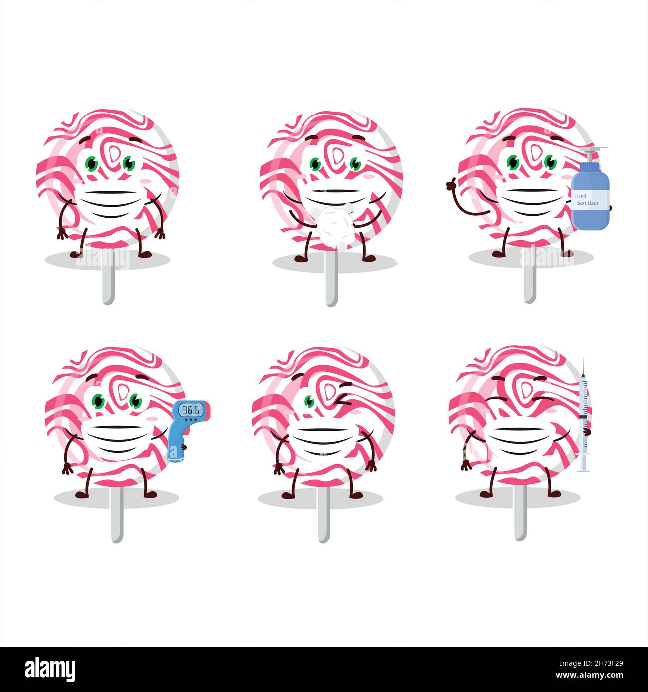 A picture of pink swirl candy cartoon design style keep staying healthy ...