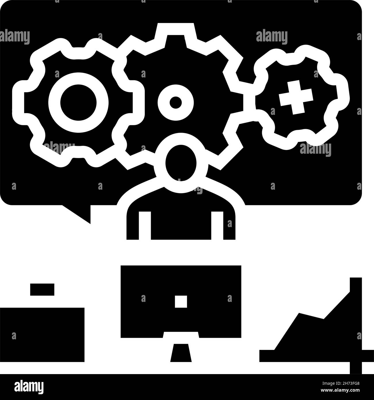 gear working process glyph icon vector illustration Stock Vector Image ...