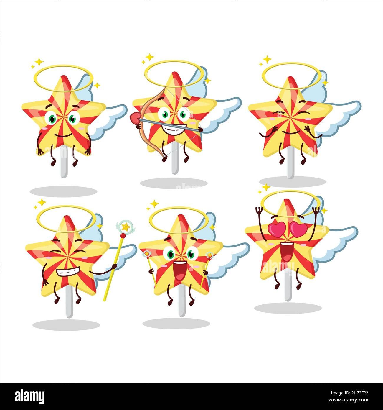 Star Candy Cartoon Designs As A Cute Angel Character Vector