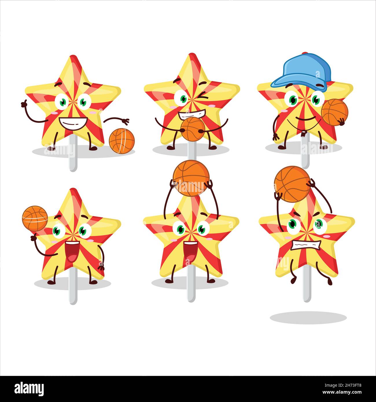 Talented star candy cartoon character as a basketball athlete. Vector ...