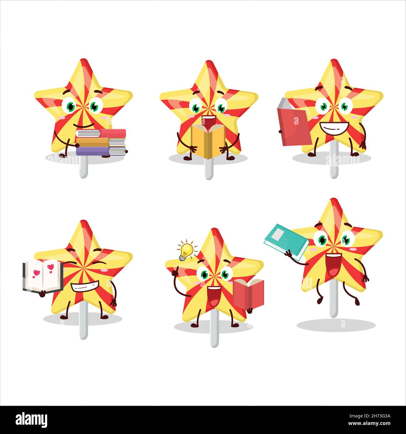 A picture of star candy cartoon character concept reading an amusing ...