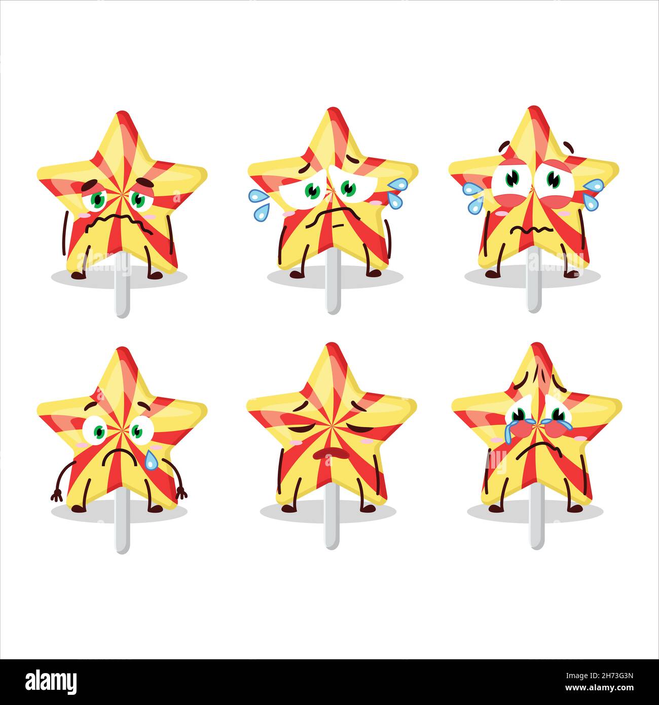 Star candy cartoon character with sad expression. Vector illustration ...