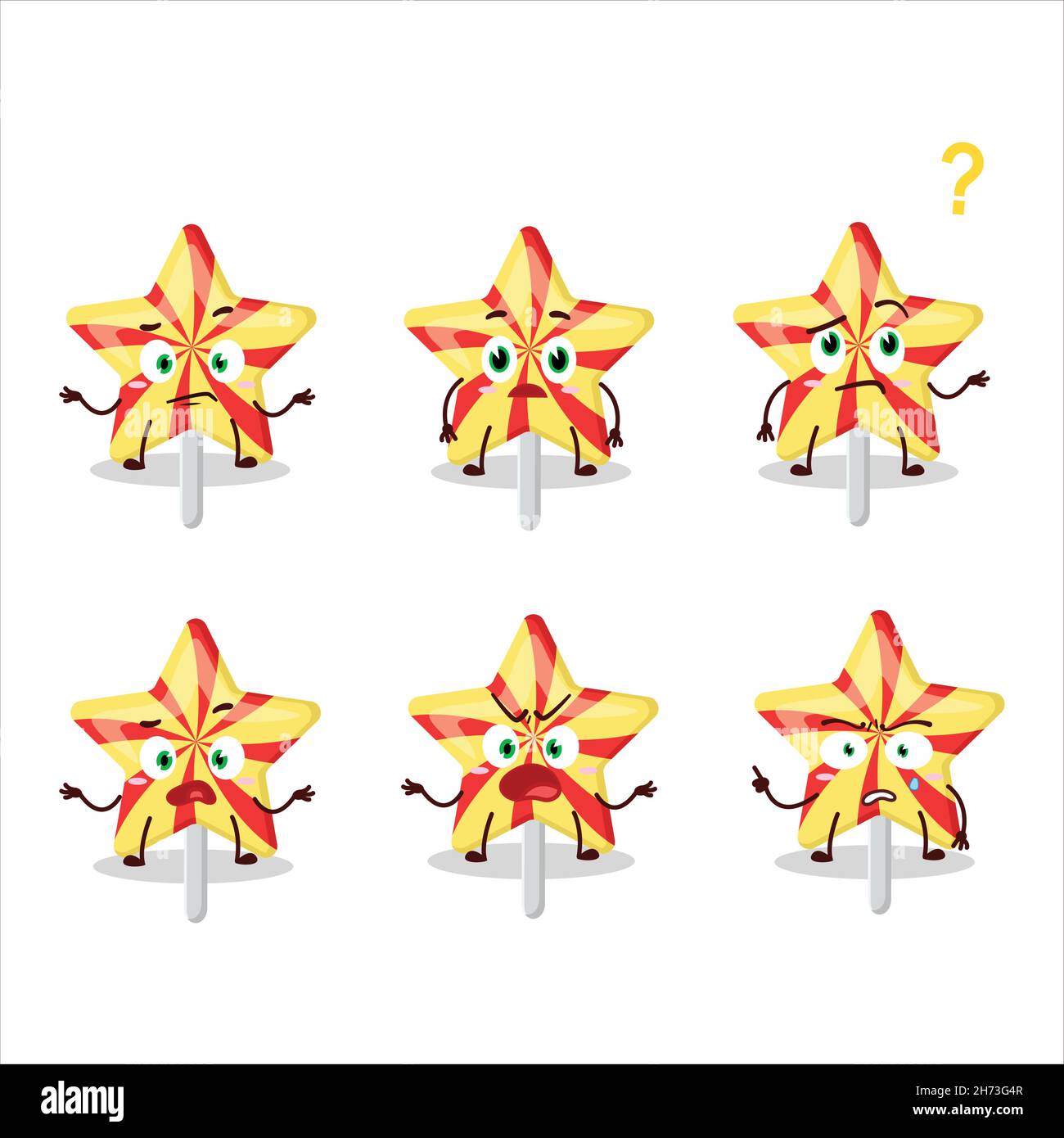 Cartoon character of star candy with what expression. Vector ...