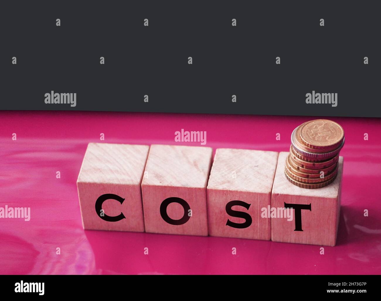 Wooden block with alphabet combine word COST, Cost, expense or company ...