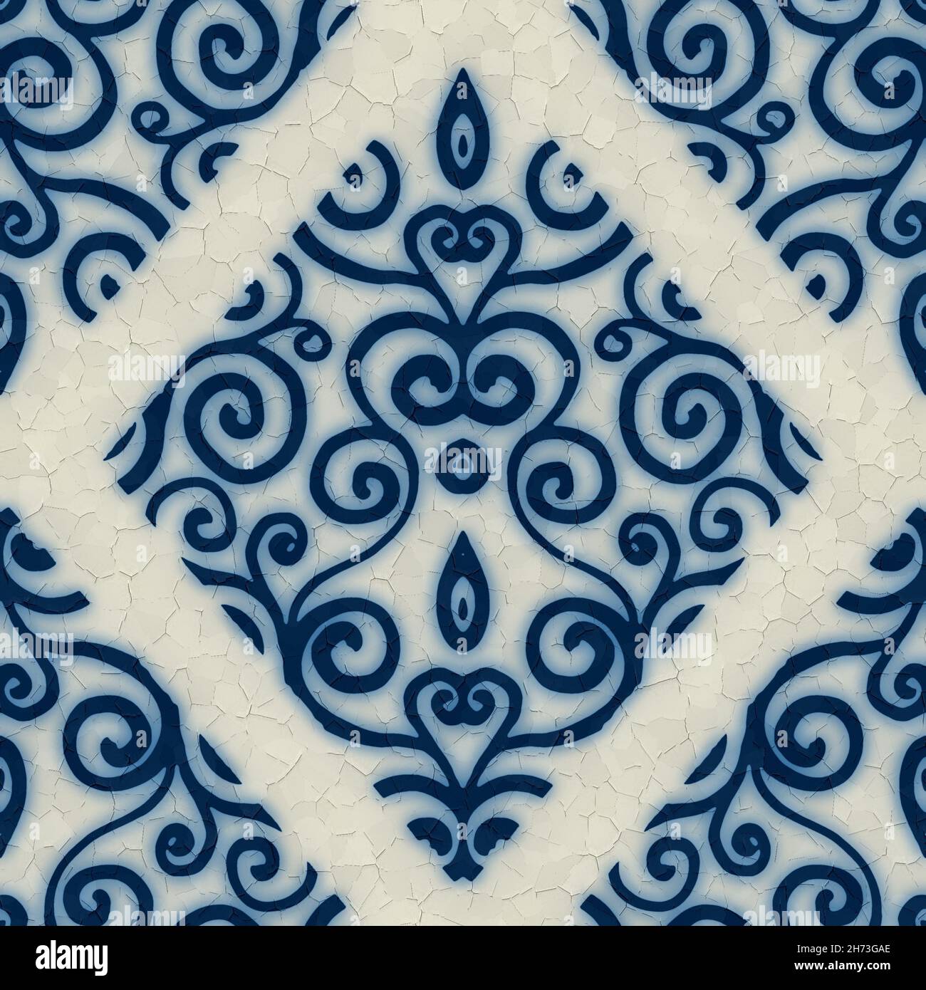Seamless blue and white ceramic tile ornate damask pattern for surface ...