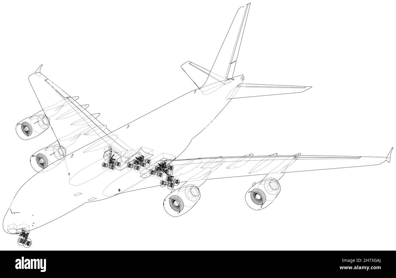 Passenger Airoplane. Vector rendering of 3d Stock Vector Image & Art ...