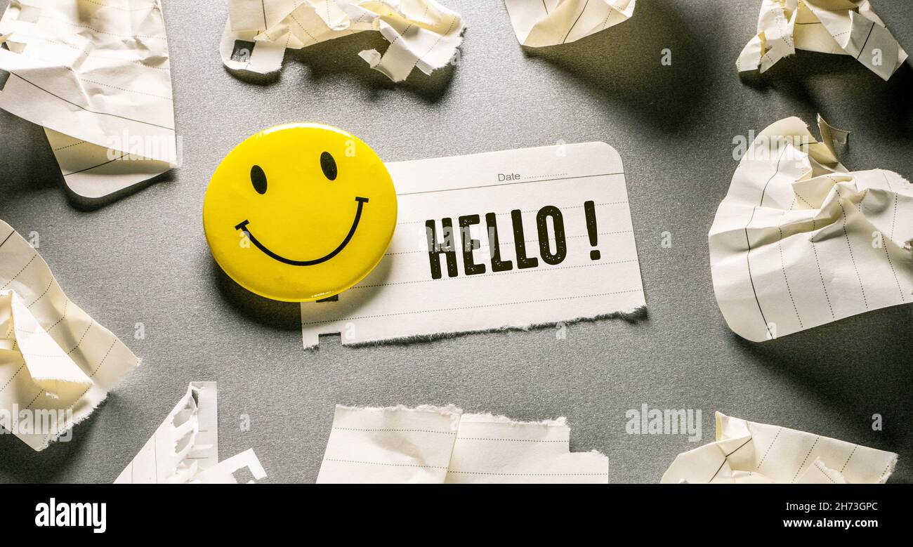 Close up of Hello Word , Business Concept Idea Stock Photo - Alamy