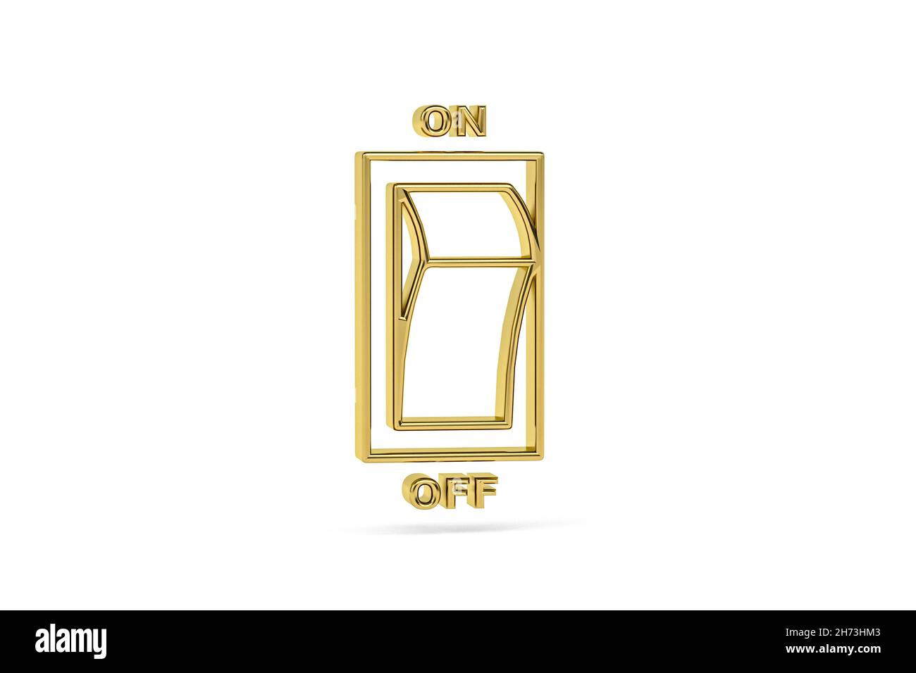 Golden 3d switch light icon isolated on white background - 3d render ...