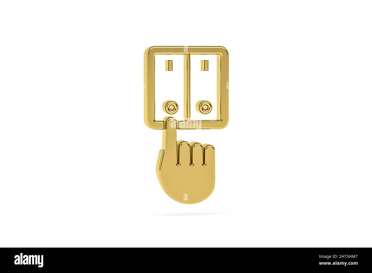 Golden 3d switch light icon isolated on white background - 3d render ...