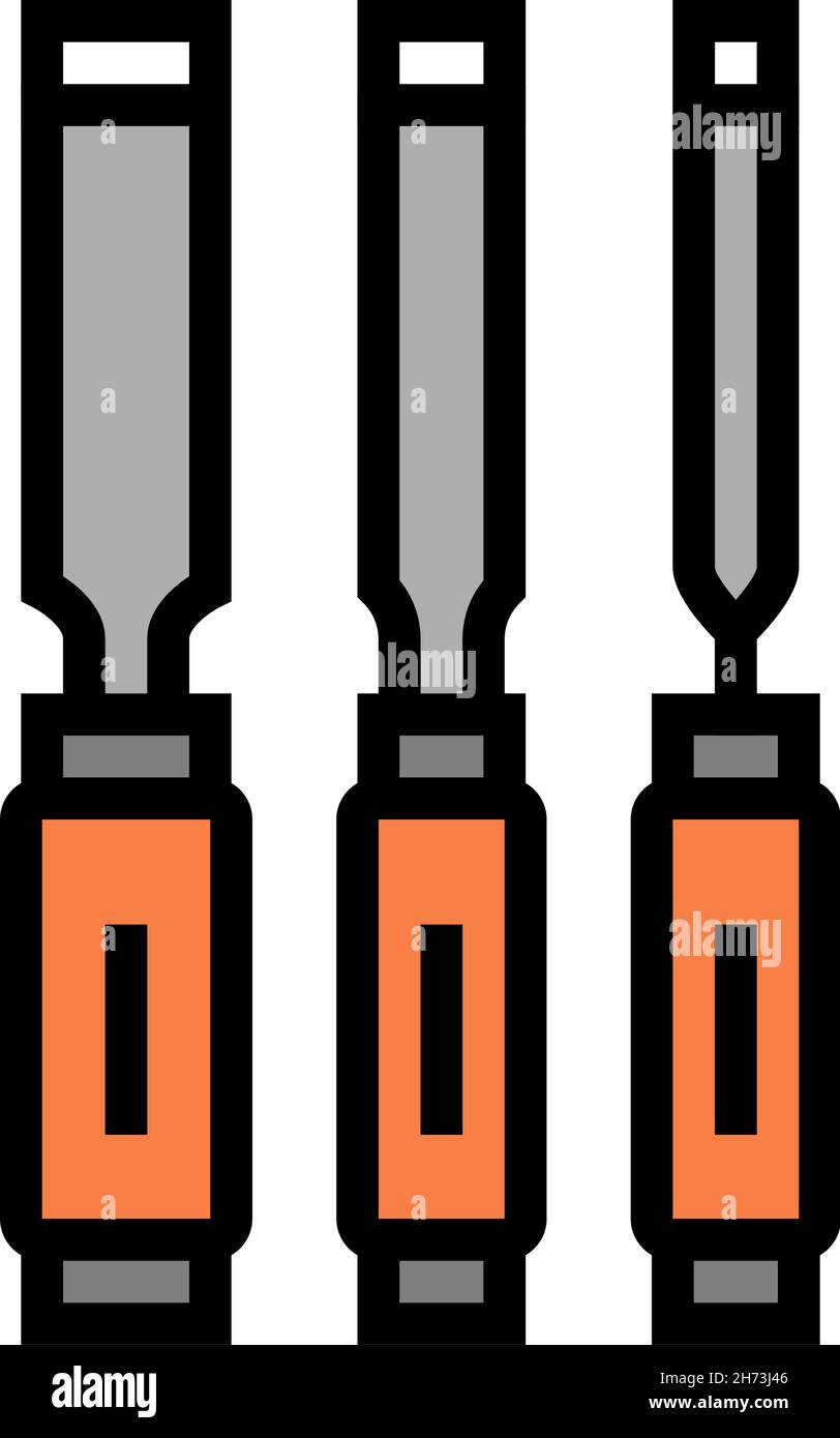 chisel carpenter tools color icon vector illustration Stock Vector ...