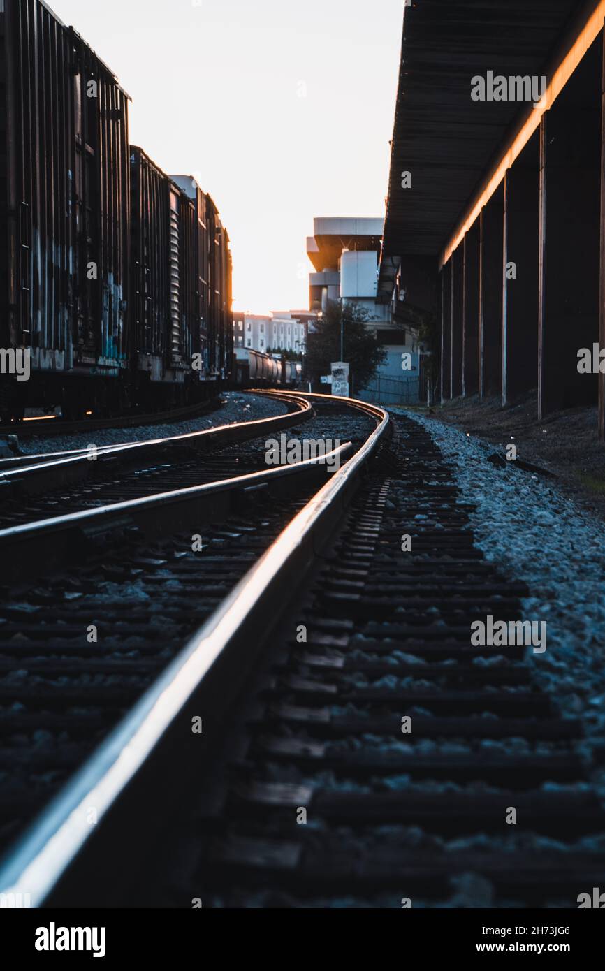 train during sunset Stock Photo - Alamy