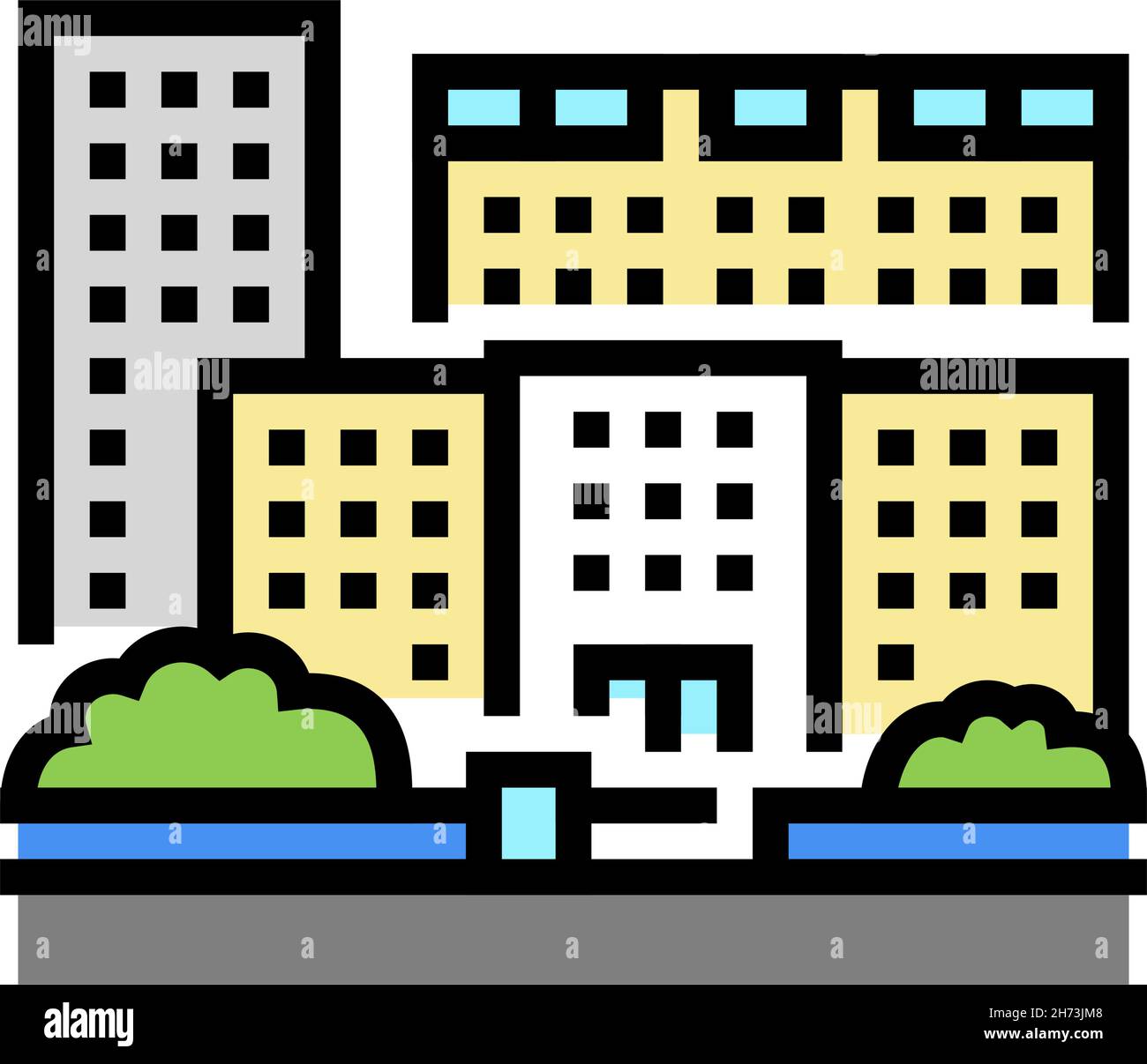 residential complex apartment building color icon vector illustration ...