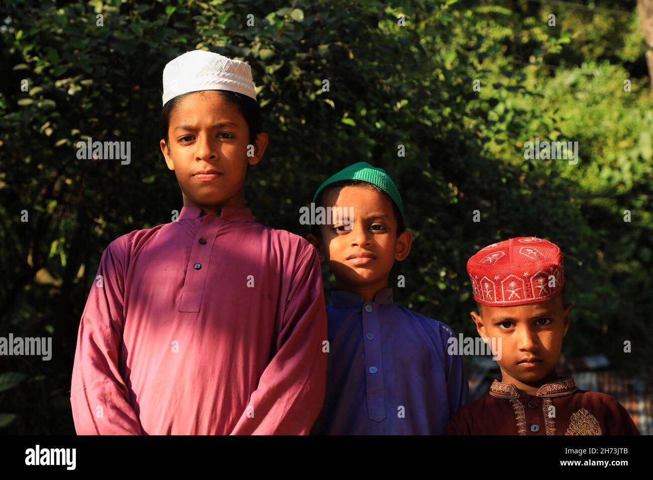 Three madrasa students posed for a photo in Chittagong hill tracts ...