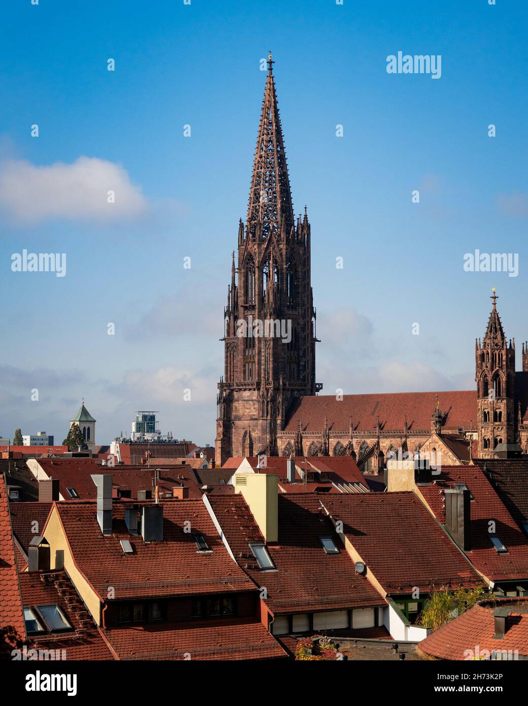 Old famous catholic cathedral of Freiburg Minster with gothic ...