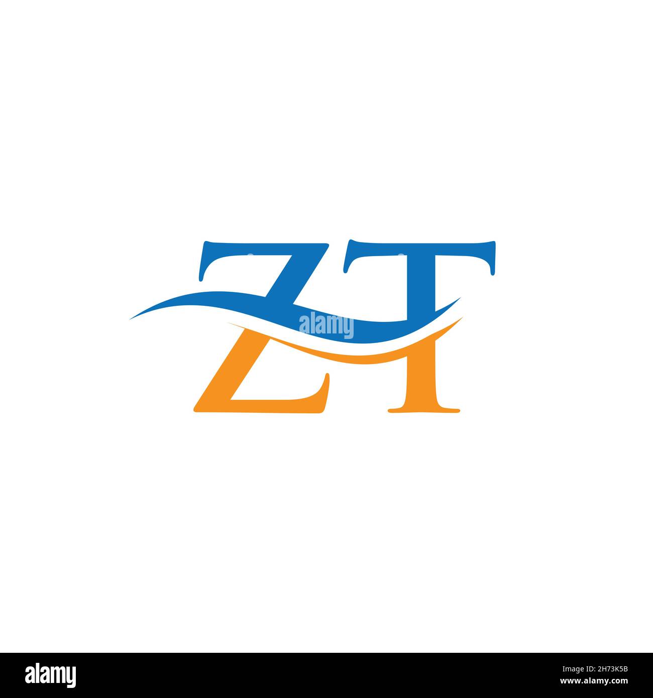 Swoosh Letter ZT Logo Design for business and company identity. Water Wave ZT Logo with modern ...