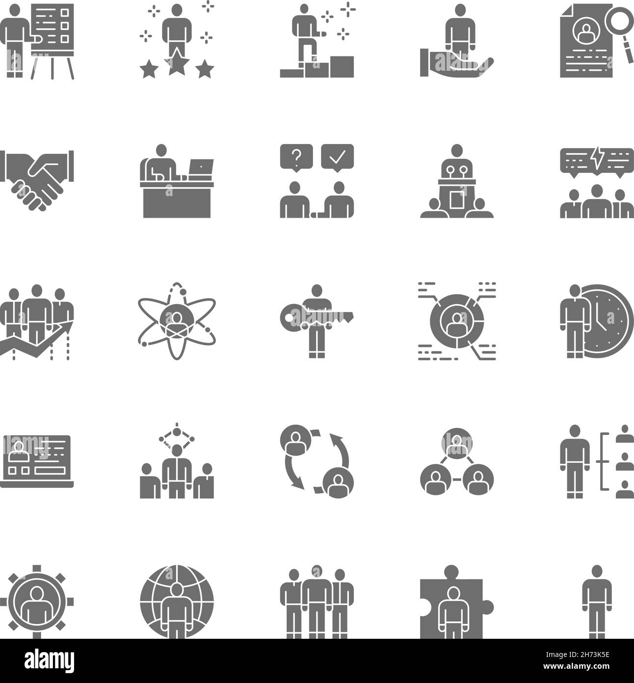 Set of Human Resources Grey Icons. Employee, Freelancer, Recruitment ...