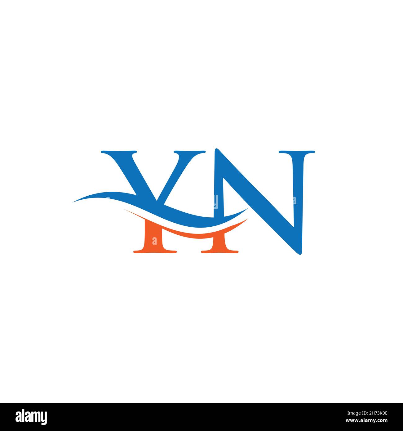 Initial YN letter linked logo vector template. Swoosh letter YN logo ...