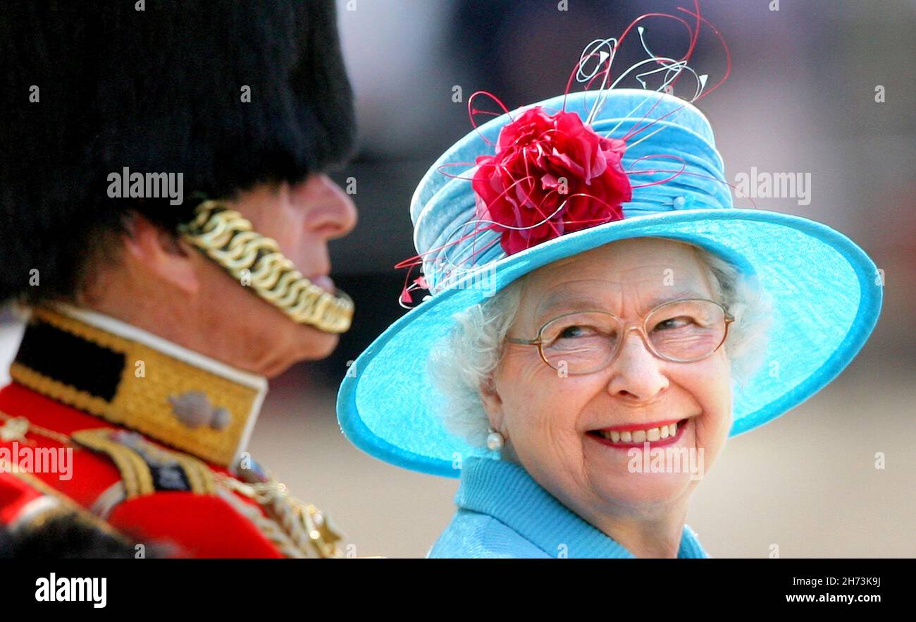File photo dated 13/06/2009 of Queen Elizabeth II smiling with the Duke ...