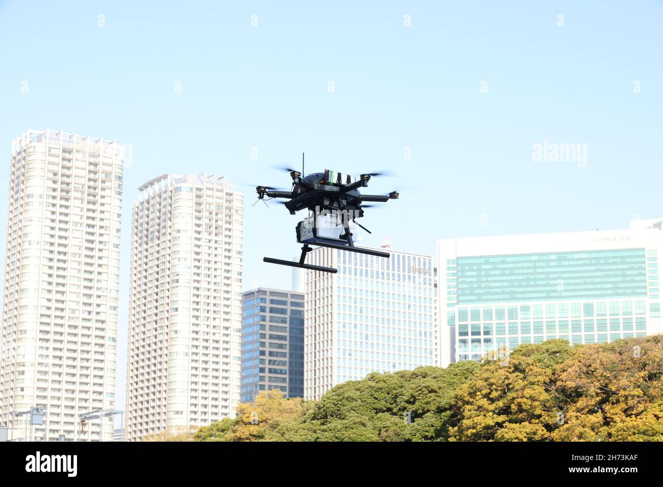 Tokyo, Japan. 20th Nov, 2021. Japan's drone maker ACSL's six-rotor ...