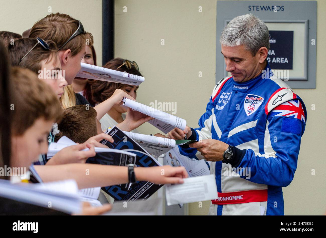 Winner Paul Bonhomme signing autographs after the Red Bull Air Race at ...
