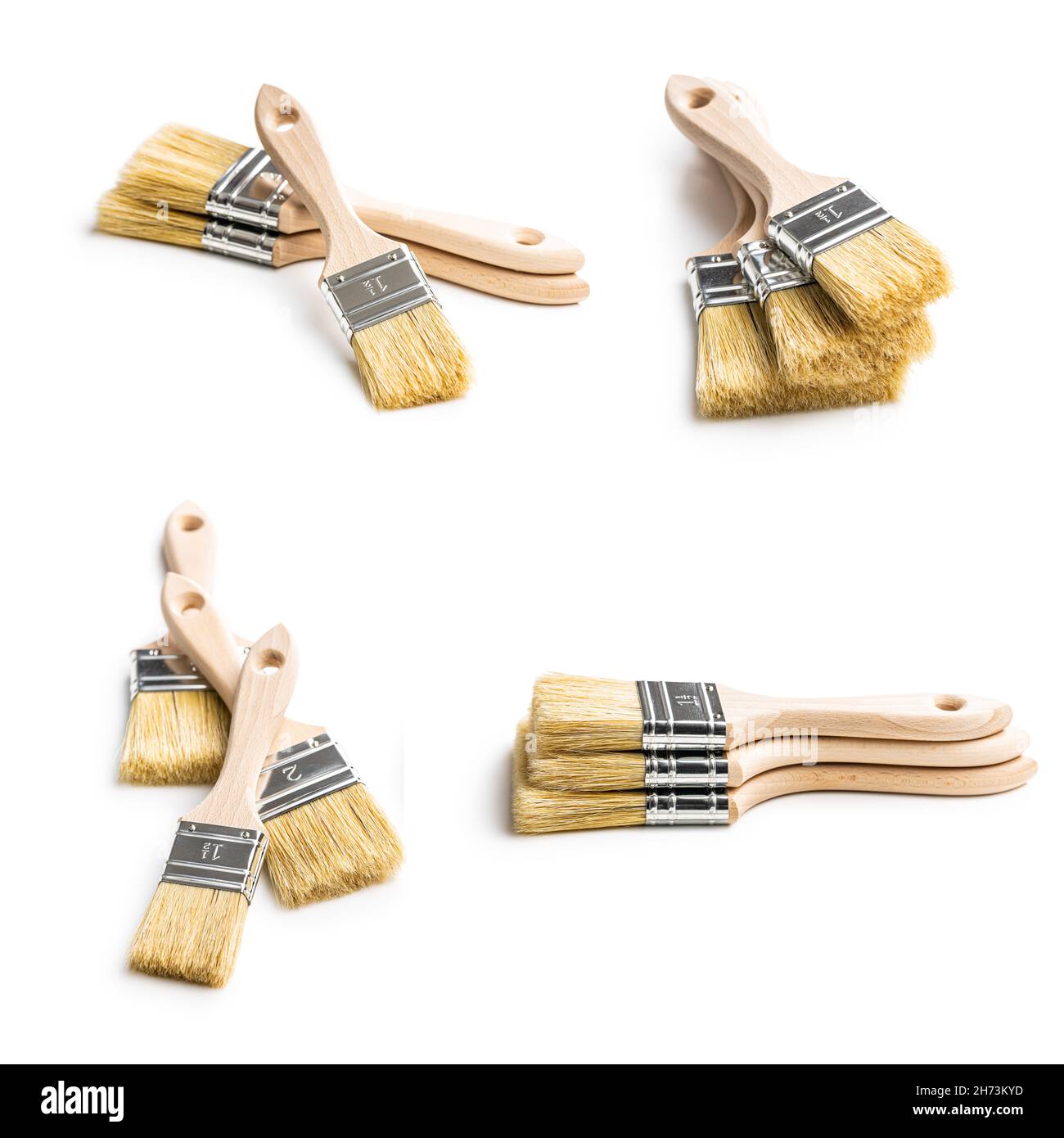 Set of clean paint brushes isolated on white background Stock Photo - Alamy