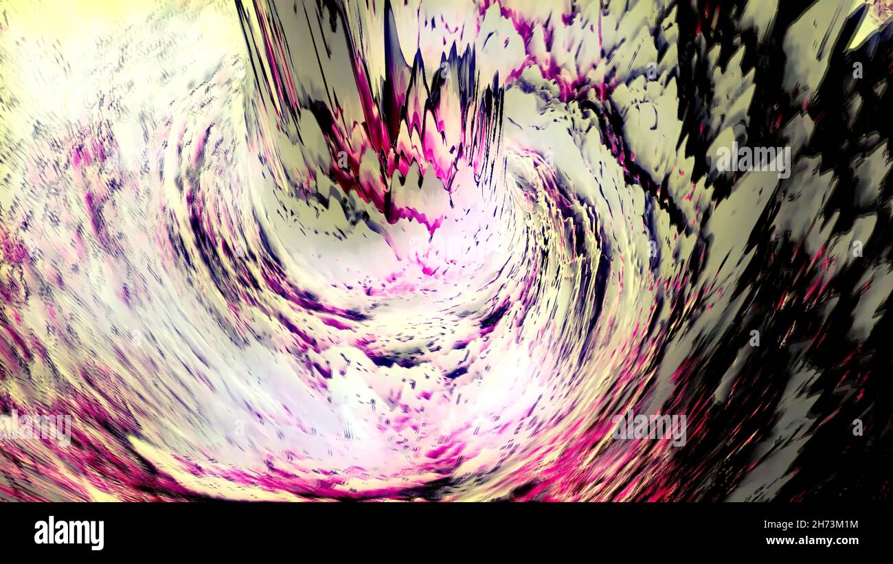 Abstract white, black, and pink 3D spiral shaped tornado with unusual ...