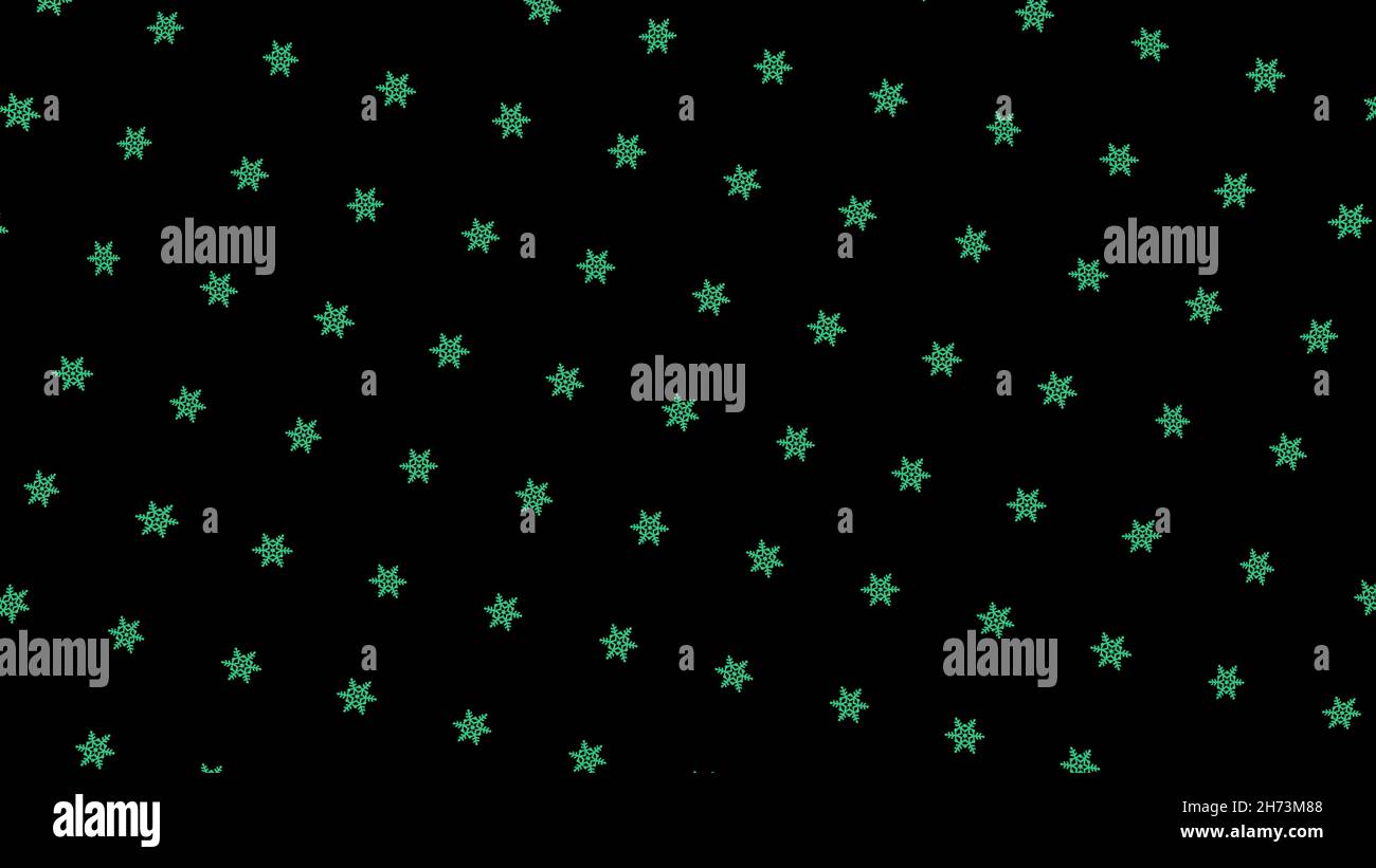 Repeating pattern of rotating snowflakes on black background. Animation ...